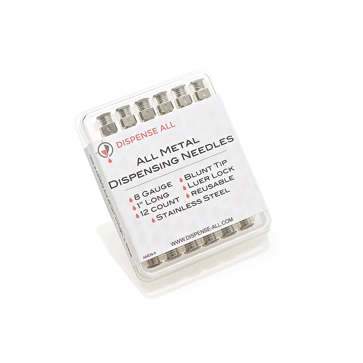 Dispense All - 12 Pack - 8 Gauge 1 Inch All Metal Blunt Tipped Dispensing Needle, Stainless Steel, Luer Lock | Refill Cartridges and Transfer Viscous Liquids Oils Glycerin Distillate Epoxy Adhesive