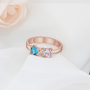 FenFang Mom Ring Personalized Mother Rings for Women with 2 Birthstones Infinity Promise Rings Custom 2 Name Rings Mothers Day Rings Mom Jewelry