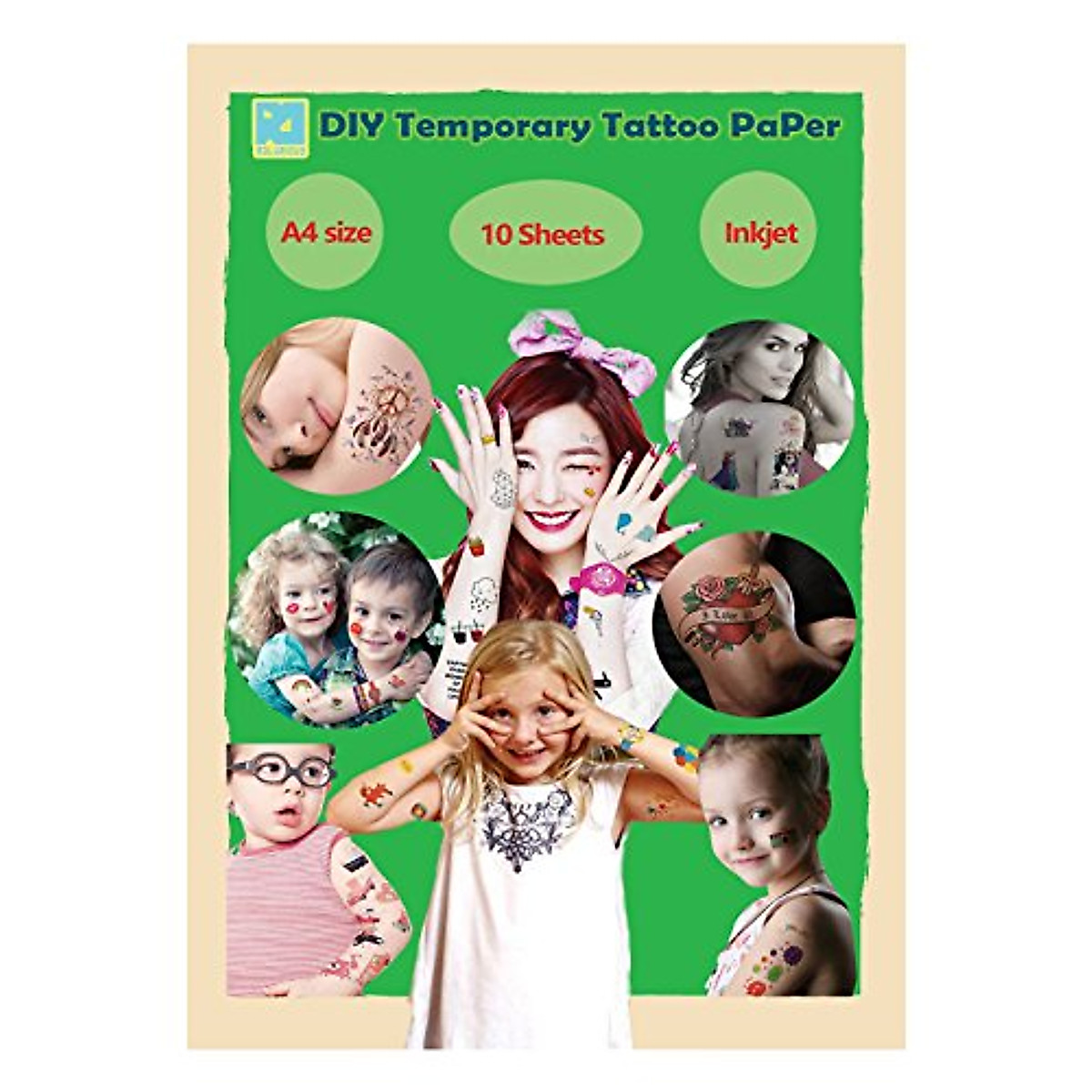 A4 Size 10 Sheets DIY Temporary Tattoo Transfer Paper Printable Customized for Inkjet Printer 11.7 x 8.3