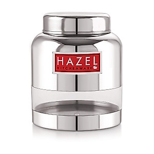 HAZEL Stainless Steel Kitchen Containers With Airtight Lid | 1000 Ml Barni Shape Container With Glossy Finish | Multipurpose Storage Box For Kitchen Containers, Set Of 6, Silver