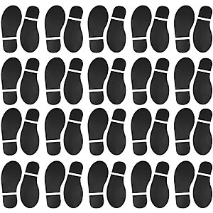 20 Pairs 40 Prints Black Shoes Footprint Stickers PVC Footprint Decals for Office School Floor Wall Stairs to Guide Directions