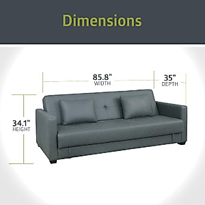 Pearington Mia Sofa Bed- Microfiber, Multi Position Bedroom, Living Room, or Office Futon; Couch Sleeper and Lounger with Extra Storage under Bottom Cushion, Dark Grey, Model:MIA-LG-15