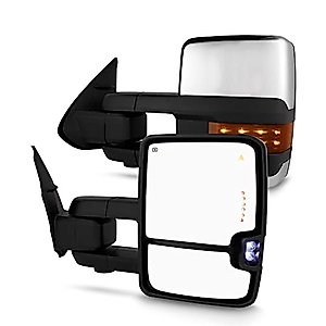 AKKON -Fit 2016-2023 Toyota Tacoma [LED Turn Signal] Power Glass Heated Extendable Towing Chrome Mirror Pair Puddle Lamp