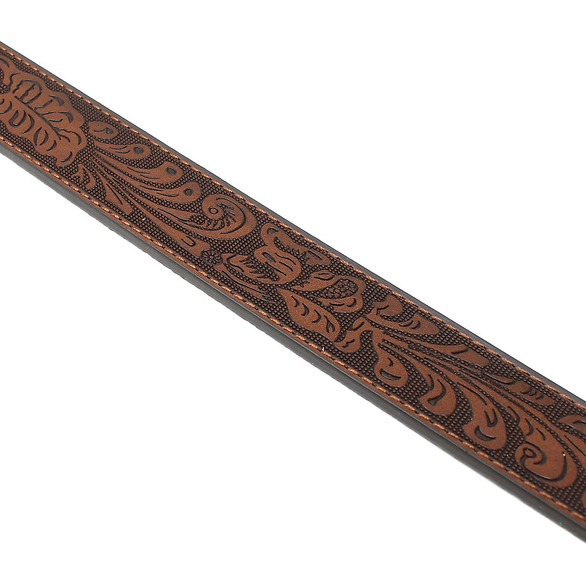 BC Belts Womens Leather Belt Strap with Embossed Western Scrollwork 1.25" Wide with Snaps (Brown-S)