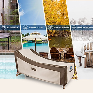 HAMLER Lounge Chair Cover, Heavy Duty Chaise Lounge Covers Outdoor Waterproof 2 Pack, Outdoor Furniture Covers for Patio Furniture Fits up to 70L x 32W x 30H Inch, Brown & Beige