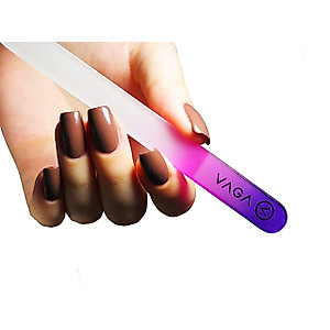 VAGA Glass Nail File with Case 4 Glass Nail Files For Natural Nails and Acrylic Nail filer, Nail Care Set of Crystal Files in Cheeky Colors, Fingernail File for Manicure, Nails Strengthener hardener