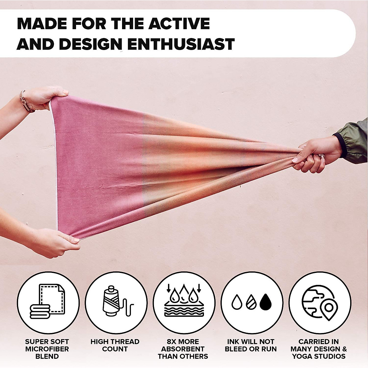 Areté Premium Microfiber Fitness Towel - Eco Non Bleeding Inks - Luxuriously Soft, Absorbent & Quick Drying - Workout Towels to Absorb Sweat - Perfect for - Gym, Yoga, Sport, Cycle & Travel - 16x26.5…