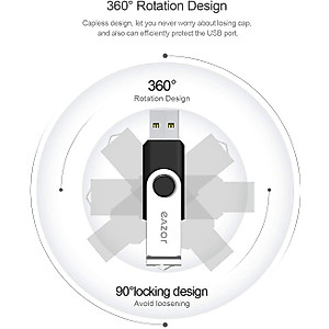 EAZOR USB Flash Drive 64GB - USB 2.0 Interface Digital, Thumb Drive with Swivel Design, Compatible with Computer/Laptop/External Memory Storage, Stick Jump Drive for Photo/Video Backup (64GB-3.0)