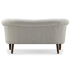 CHERS Tufted Sofa, Vintage Chesterfield Couch with Rolled Arms and Elegant Boucle Upholstery Loveseat for Living Room Furniture, Off-White