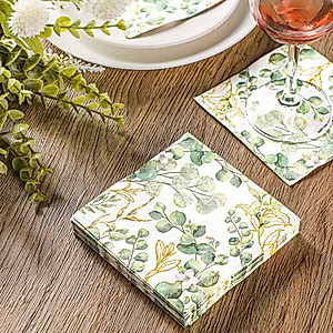 Disposable Hand Towels for Bathroom Eucalyptus Napkins Bathroom Napkins Guest Decorative Paper Hand Towels Floral Sage Green Napkins for Dinner Banquet Party Wedding Dinning Decor (120 Pcs)