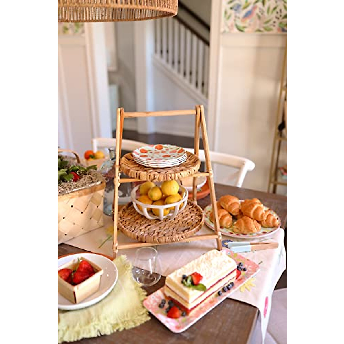 Mud Pie Hyacinth Tiered Server; 20 1/4" X 13" Dia Brown