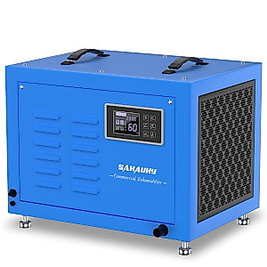 SAHAUHY 158 Pints Commercial Dehumidifier for Basement,Crawl Space,Large Spaces up to 4,500 Sq Ft with Drain Hose,Remote Monitoring,Auto Defrost,Memory Starting,Washable Filter,5 Years Warranty(Blue)