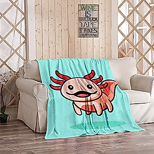 Cartoon Axolotl Throw Blanket,Flannel Super Soft Extra Warmest Bed Blankets, Lightweight Sofa Blanket,Cute Animals Fish,40"x50"