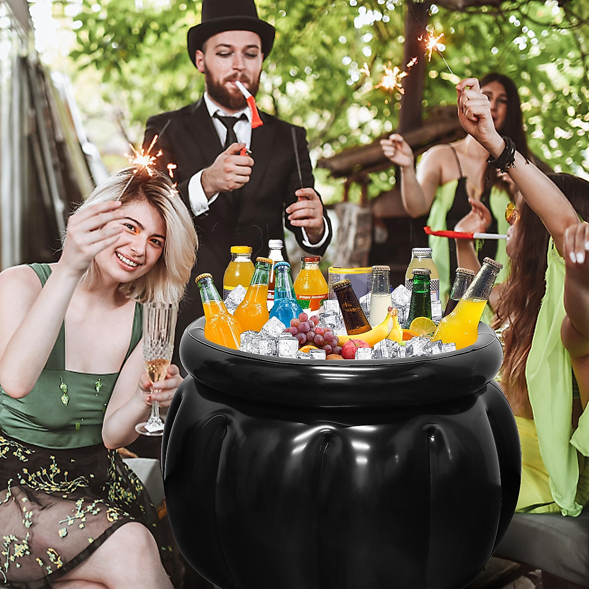 Triumpeek 2 Packs Halloween Inflatable Cooler for Luau Swimming Pool Halloween Party Photo Prop Decoration (2 Packs - Black Cauldron)