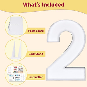 imprsv 3FT Mosaic Numbers for Balloons, Balloon Mosaic Number Frame, Marquee Number, 12th 20th Birthday Decorations, Second Anniversary Decor, Large Cardboard Numbers,Number 2 Balloon