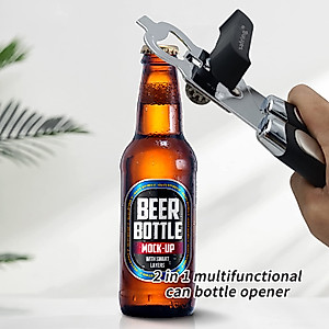 Safring Can Opener Manual, Handheld Strong Heavy Duty Stainless Steel Can Opener, Comfortable Handle, Sharp Blade Smooth Edge, Can Openers with Multifunctional Bottle Opener