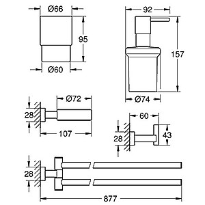 Grohe 40847001 Essentials Cube Acc.Set Master 4-in1, Starlight Chrome