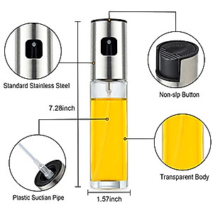 Bestdin Oil Sprayer for Cooking, 2 Pack Olive Oil Sprayer, ‎ 100ml Olive Oil Spray Bottle for Air Fryer, Food-Grade Oil Mister Used for Kitchen, BBQ, Salad, Baking, Roasting.