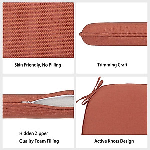 Magpie Fabrics Outdoor/Indoor 17"x16"x2" Chair Cushions with Ties Set of 4, Waterproof All Weather U-Shape Seat Pads Decoration for Patio Garden Furniture Home Office (Coral Red)