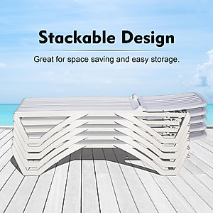 Domi Outdoor Chaise Lounge Set of 3, Pool Lounge Chairs Plastic Adjustable Recliners Tanning Lounge Chair with Table for in-Pool Sunbathing Beach Lawn Poolside, White