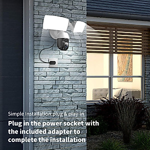 Freecam PTZ Camera for Home Security, 360° PTZ Floodlight Camera with Auto Tracking,1080P, 2500 Lumens, Weatherproof, Color Night Vision, 90db Siren,64GB TF Card Included(with a Plug-in Adapter)