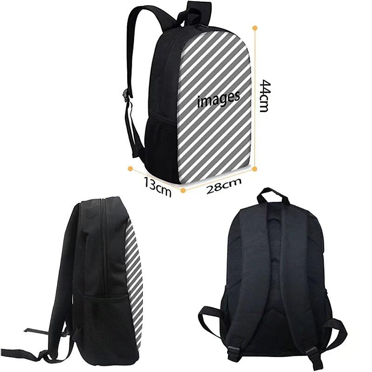 AmzPrint 3pcs American Football Backpack Set For Girls Boys Kids 17 Inch Black Student School Backpack Lunch Box Pencil Bag Set