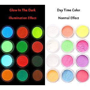 COKOHAPPY UV & Black Light Face & Body Neon Fluorescent Paint Kit (7/0.34oz), 12 Colors Glow In The Dark Pigment Powder with All Accessories Included