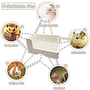 BNOSDM Bunny Litter Box with Tray Dwarf Rabbit Cage Potty Trainer Corner Small Animal Toilet Plastic Detachable Pet Guinea Pig Litter Pan Bedding Box for Chinchillas Galesaurs Ferret