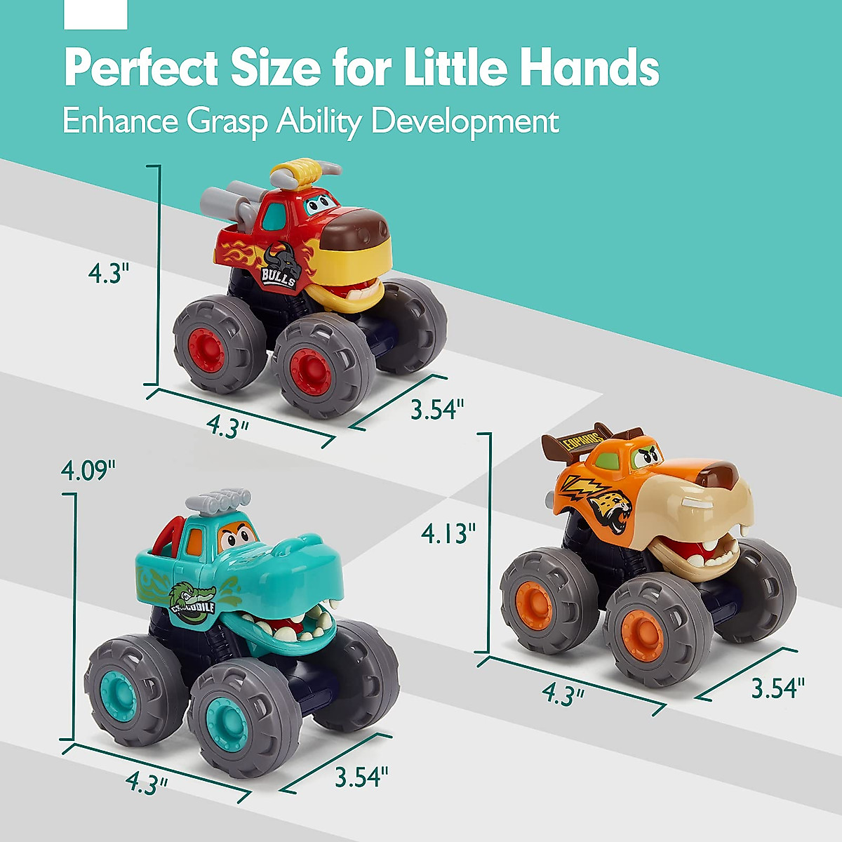 hahaland Toy Cars for 1-Year-Old Boy - Monster Truck Toy Friction Power Bull Cars for Babies Toddlers Boy Toys for Age 1-2 Pull Back Cars for Toddlers 1-3 Toys for 2 Year Old Boy