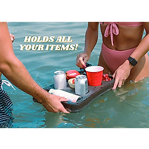 Polar Whale Floating Drink Holder Refreshment Table Tray for Pool Beach Party Float Lounge Durable Black Foam 7 Compartment UV Resistant