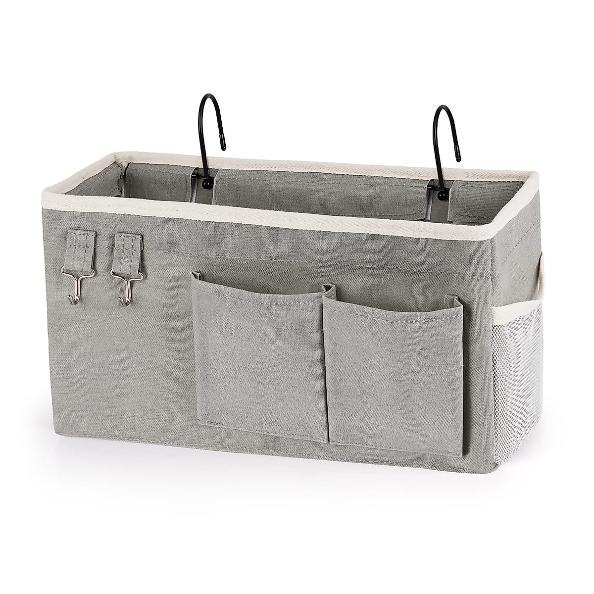 Casremee Bedside Caddy Bedside Storage Bag Hanging Organizer for Bunk Hospital Beds Dorm Rooms Bed Rails Can be Placed Books Mobile Phones Keys Water Bottle (Grey)