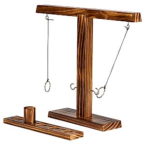 Franklin Sports Dueling Ring Hooking Game - Fun Wooden Adult and Kid Party Ring Hook Game - Two Ring and Score Tracker Included Indoor Game Room Fun - Great Game