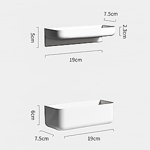 ePizdiz 2 Styles Adhesive Plastic Floating Shelves Stick on Wall Mounted Shower Organizer Caddy for Bathroom Kitchen Cabinet Extra Storage(Short+Tall)