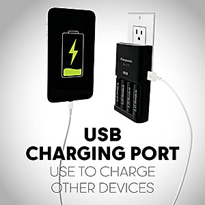 Panasonic K-KJ75K3A4BA Advanced Battery Charger with USB Charging Port and 4AAA eneloop pro High Capacity Rechargeable Batteries