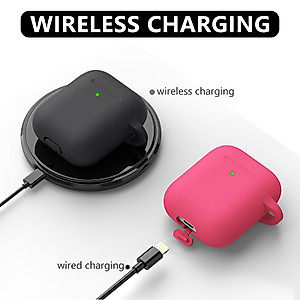 2 Pack for Airpods Case Cover with Cleaner Kit,Soft Silicone Protective Case Compatible with Apple AirPods 2nd/1st Generation Charging Case with Keychain, AirPod Case for Women Men(Black+Rose Pink)