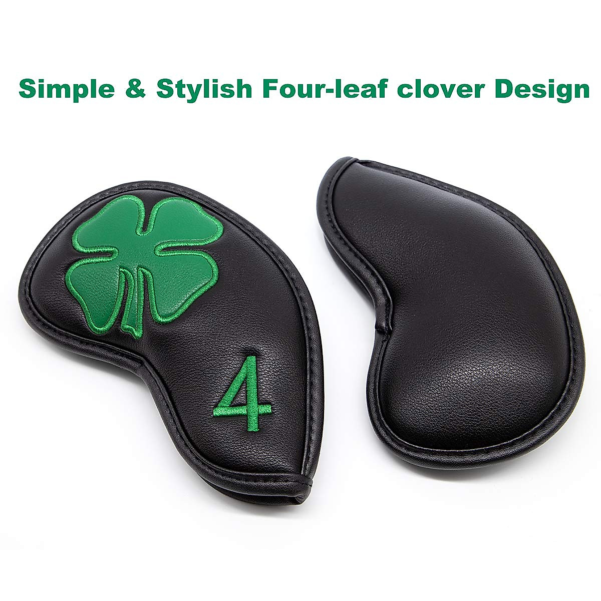 Golf Iron Covers,Golf Iron Head Covers Leather Golf Iron Covers Set 10pcs Golf Iron Headcovers,Golf Club Head Covers for Iron with Magic Tape Fit All Brands Titleist,Callaway,Ping (Black)