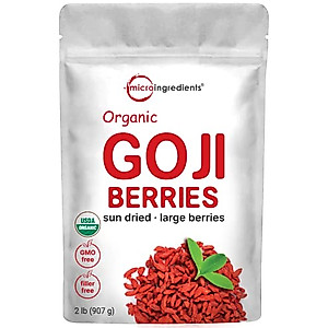 Organic Goji Berries 32 Ounce, Large Whole Sun-Dried Berries | Sulfate Free, Natural Antioxidant | Raw Superfood Berry for Energy, Eye, & Immune Health | Non-GMO
