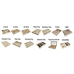 Svea Display Premium Quality Multifunctional Beige Velvet Jewelry Organizer Storage Stackable Trays Home Store Closet Drawer Dividers Ring Tray