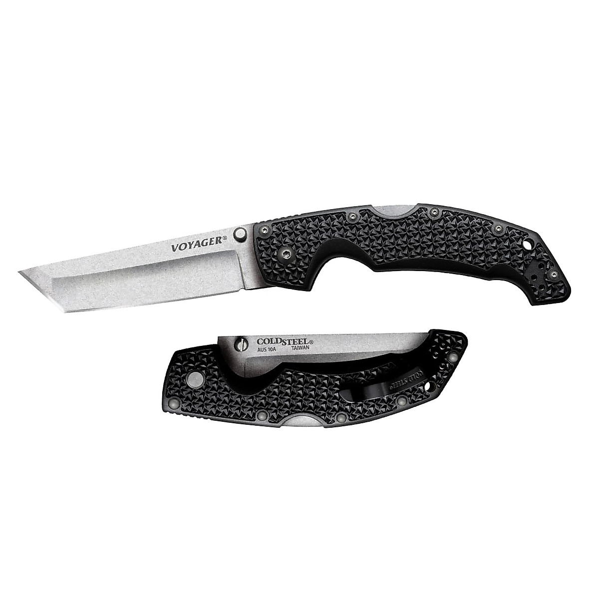 Cold Steel Voyager Large 4" AUS10A Tanto Point Razor-Sharp Blade 5.25" Griv-Ex Handle Everyday Carry Tactical Folding Knife w/Tri-Ad Lock
