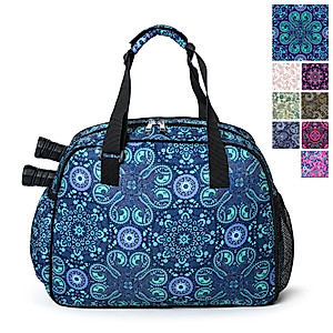 Boulder Bee | Premium Pickleball Bags | PickleBall Tote Bag for Women | Women’s Hand/Shoulder Gym Bag w Water Bottle Holder | With Racquet/Paddle Holder (Blue)