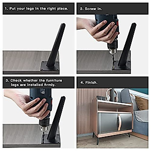 LOSODONA 8 Inch Furniture Legs Set of 4 Oblique Furniture Legs Metal Table Legs Modern Style Sofa Legs Chair Legs Heavy Duty Sofa Replacement Feet for Couch, Nightstand, Ottoman, Cupboard (Black)