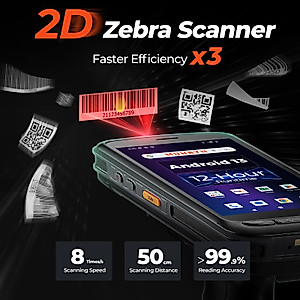 Newest 2023 Android Barcode Scanner MUNBYN Handheld Mobile Computer 1D/2D QR Zebra Scanner with Pistol Grip Android 11 Data Terminal IP65 Rugged PDA 4G Wi-Fi GPS BT 8000mAh Battery for WMS Management