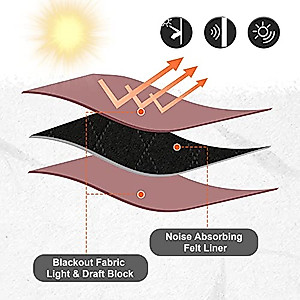 RYB HOME 3-in-1 Soundproof - Blackout - Thermal Insulation Living Room Divider Curtains, Large Bay Window Curtains for Bedroom Theatre Office Backdrop, Wild Rose, W 62 x L 84 inches, 2 Panels