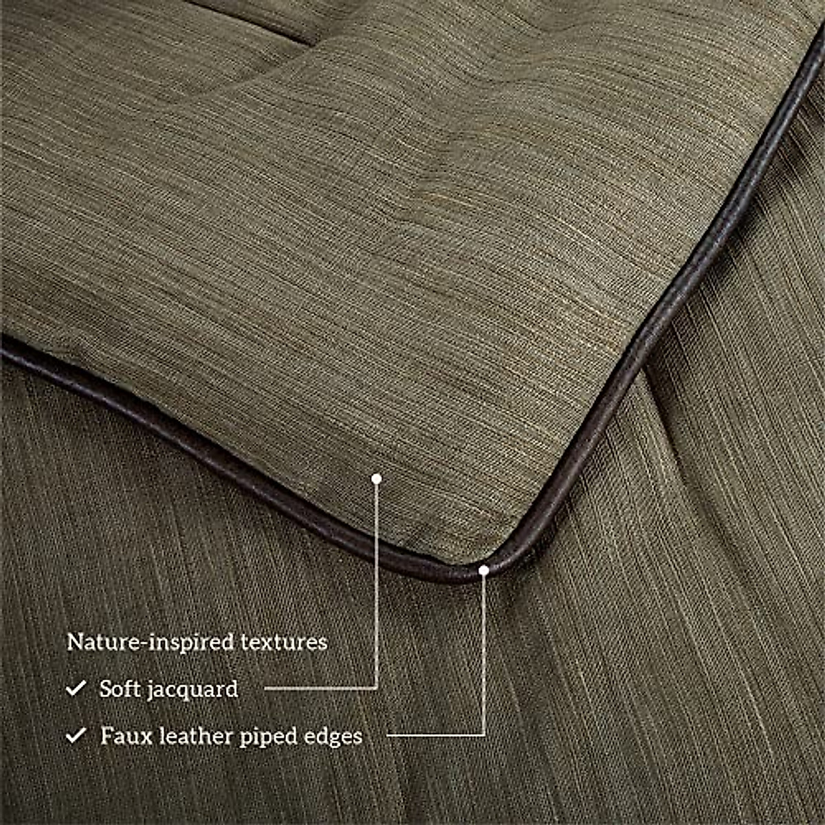 Paseo Road by HiEnd Accents | Highland Lodge Rustic Bedding 5 Piece Super King Size Comforter Set, Green Brown Jacquard Western Bedding, Cabin Comforter Set with Bed Skirt, Shams, Accent Pillow