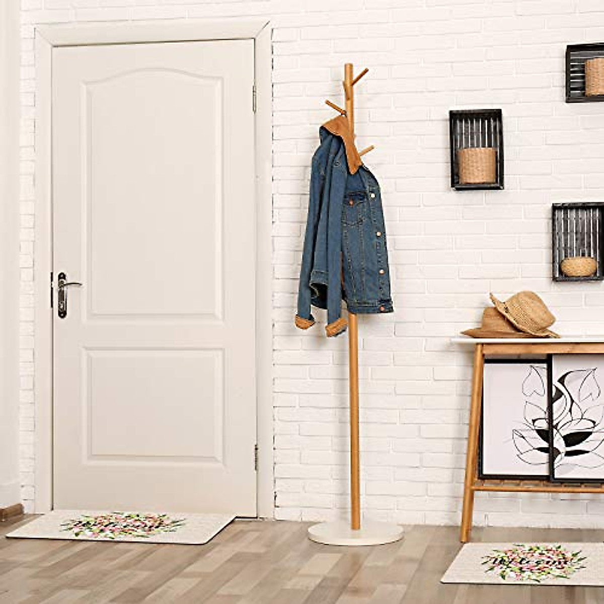 Nuanchu Flower Welcome Doormat 15.7 x 23.6 Inch Flower Theme Indoor Outdoor Welcome Mat Non Slip Welcome Mat for Spring Easter Door Decor