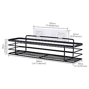 KES Adhesive Shower Caddy Rustproof Bathroom Shelf Organizer Wall Shower Basket Stainless Steel Matte Black 2 Pack, BSC204S36DF-BK-P2