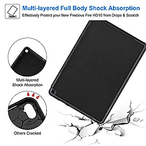 Case for All-New Amazon Kindle Fire HD 10 Tablet & Fire HD 10 Plus Case(11th Generation, 2021 Release) 10.1" -Trifold Stand Cover Ultra Lightweight Slim Shell Stand Cover Auto Wake/Sleep (Black)