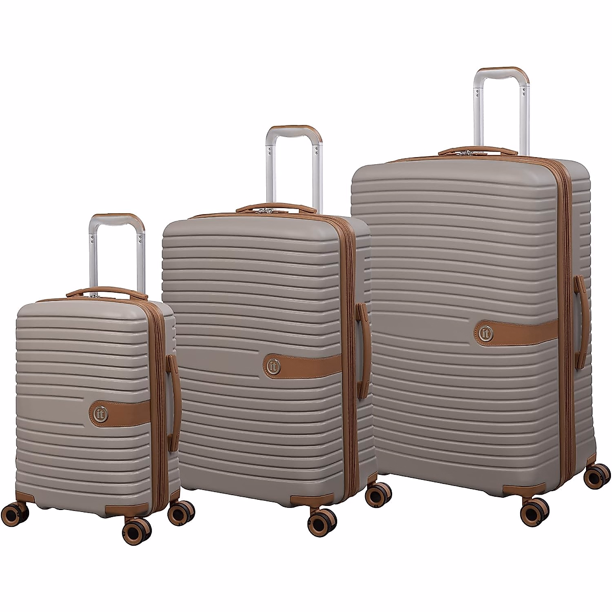 it luggage Encompass 31" Hardside Checked 8 Wheel Expandable Spinner, Beige and Brown