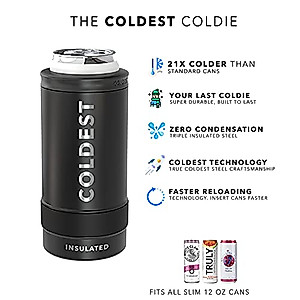 THE COLDEST Skinny Can Cooler - Vacuum Insulated Stainless Steel Slim Can Koozie - Sleeve for All 12oz Cans - Slim Can Holder for Beer, Soda, Hard Seltzer, Energy Drinks & more (Epic White)