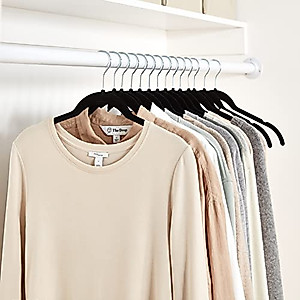 Amazon Basics Slim, Velvet, Non-Slip Shirt Clothes Hangers, Black/Silver - Pack of 50